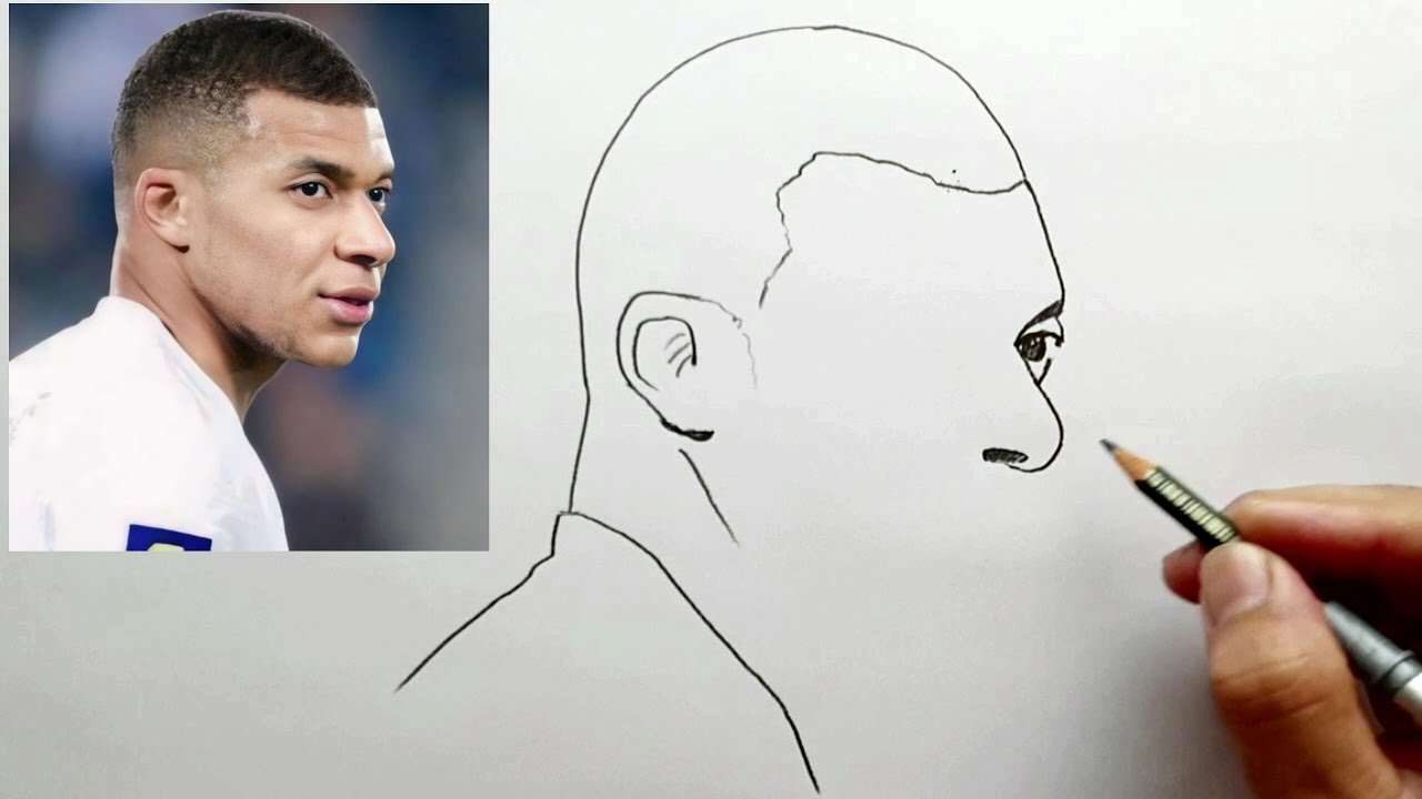 How To Draw Kylian Mbappe Pencil Sketch Tutorial Video #mbappe - YouTube