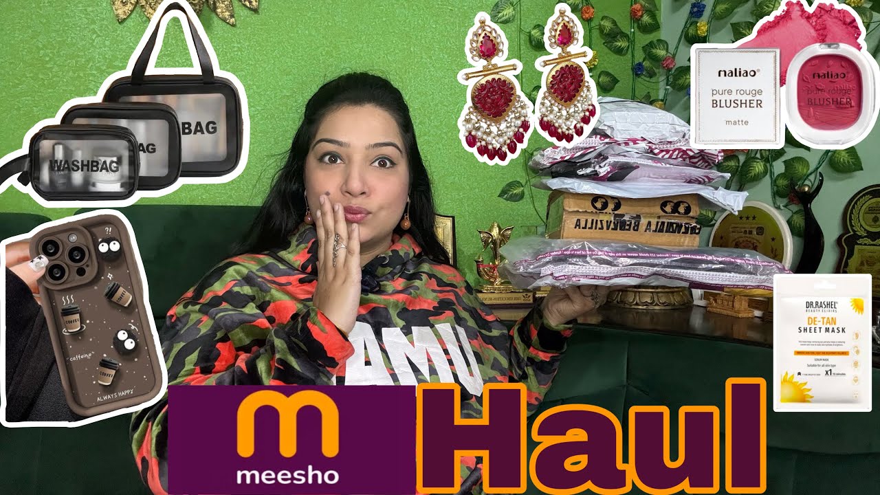 Meesho Haul😱|| Earrings, Chandbali, mobile cover, washbag set, blushes ...
