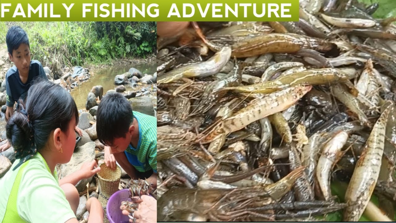 FAMILY FISHING IN VILLAGE RIVER || RIVER FISHING || FAMILY FISHING ...