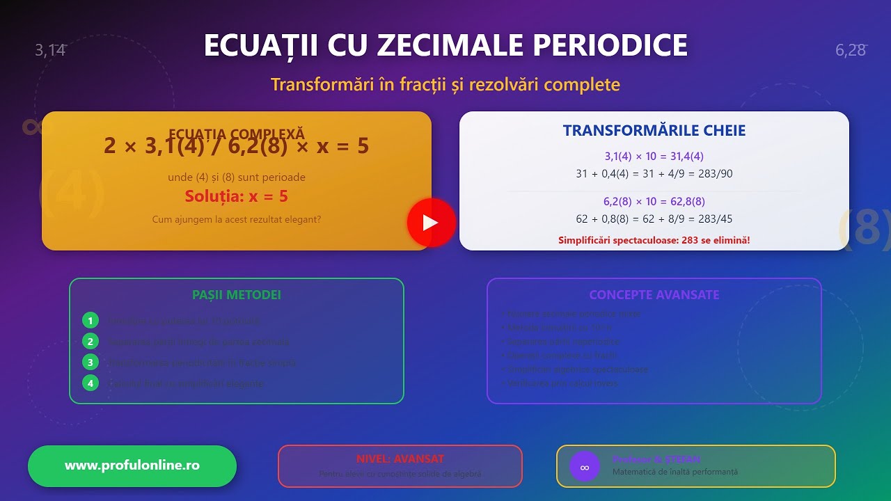 Ecuații cu numere zecimale periodice - Transformări în fracții și ...
