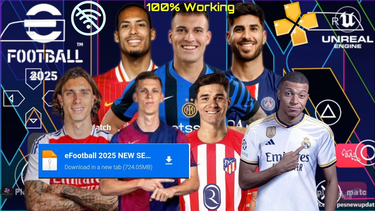 EFOOTBALL PES 2025 PPSSPP Full Update Transfers & Kits 2024/25 Real ...