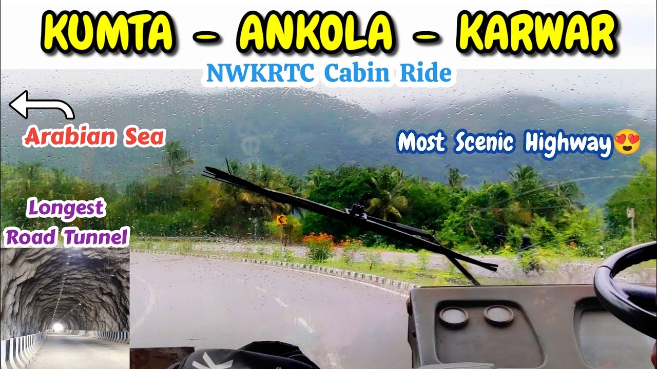 Heavy Rainfall🌧️ Scenic Route😍 KUMTA - KARWAR NWKRTC Cabin Ride #bus # ...