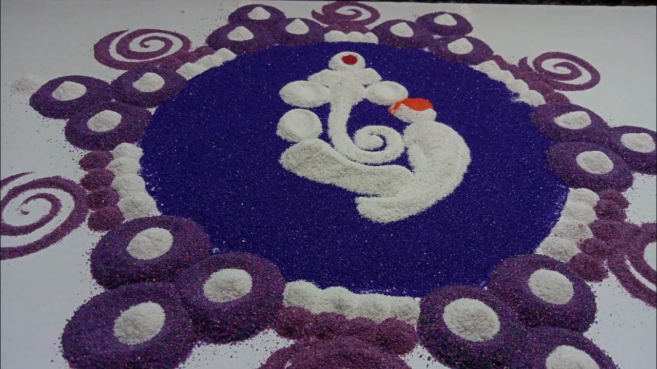 Ganesh 🙏🏻 ️ chaturthi rangoli designs ll simple rangoli ll Bappa ki ...