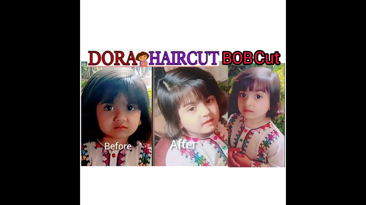 Dora haircut Bob with bangs baby hair cut by Niya zeeshan. - YouTube
