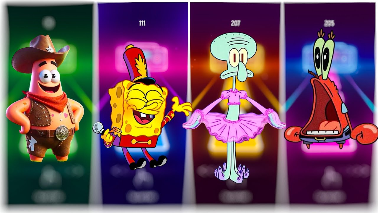 SpongeBob 🆚 Patrick Star 🆚 Sandy Cheeks 🆚 Plankton - Tiles Hop - YouTube