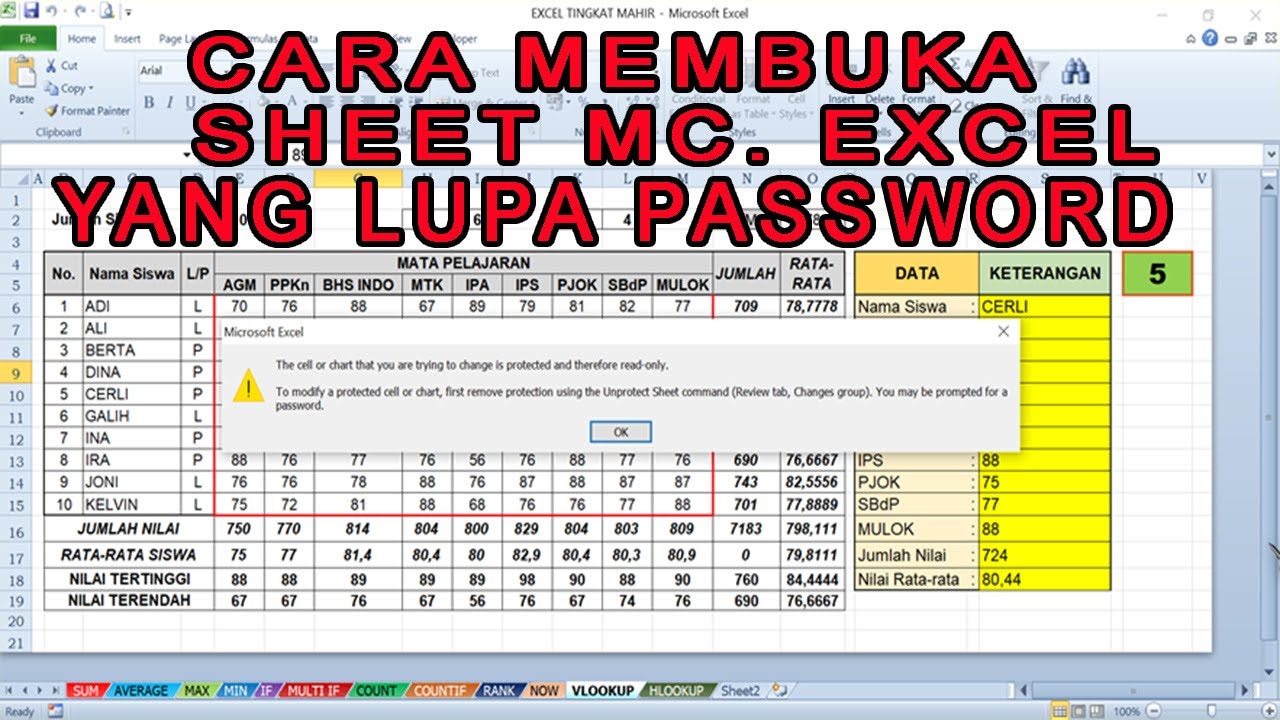 Cara Membuka Sheet Mc. Excel yang Lupa Password - YouTube