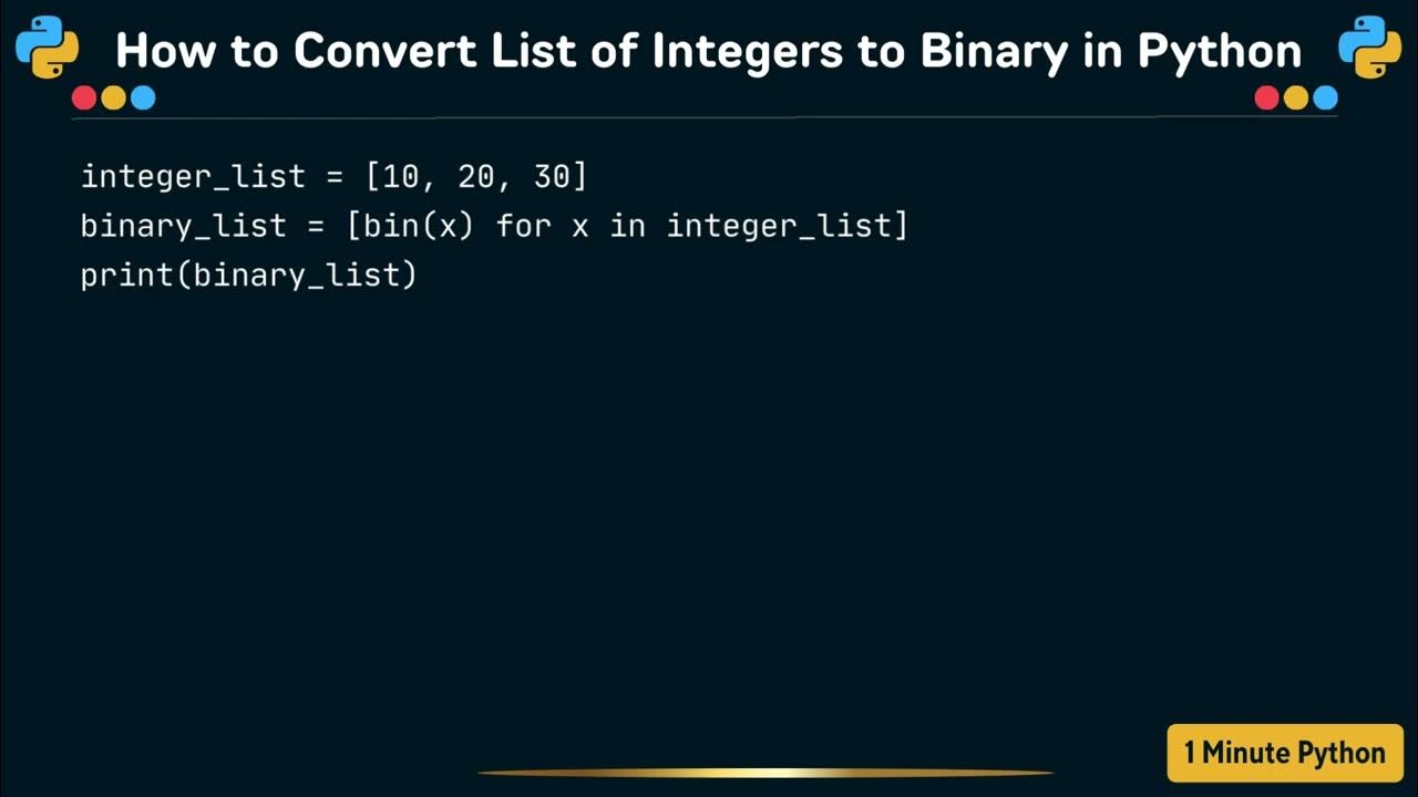 How to Convert List of Integers to Binary in Python - YouTube