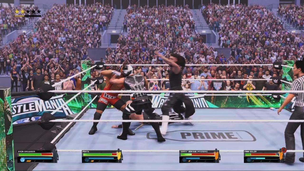 WWE 2K25 WRESTLEMANIA: BRON BREAKKER VS FINN BALOR VS DOM MYSTERIO VS ...