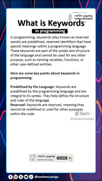What Is Keywords In Programming Language Tamil Javascipt Javaprogramming Coding Keywords