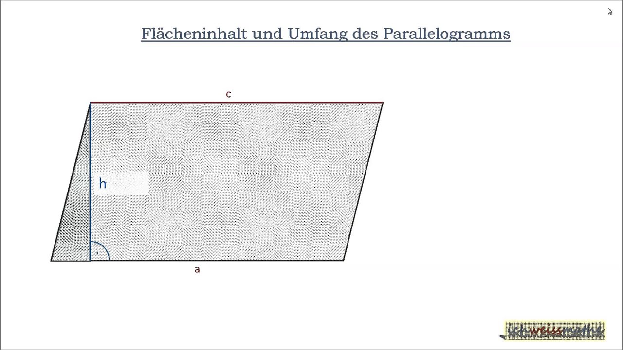 Umfang Flächeninhalt Parallelogramm - YouTube