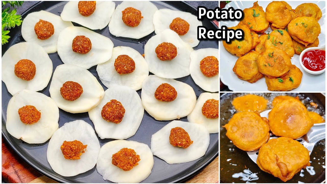 2 Minutes Potato Snacks | Lasaniya Potato Puri Recipe | Aloo Bhajiya ...