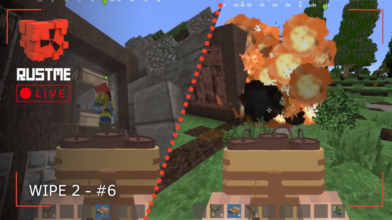 🔴 Wipe 2 - dia 6 - Día de Raideos y exploración 💀 Supervivencia en RUSTME - Minecraft Oxido ...