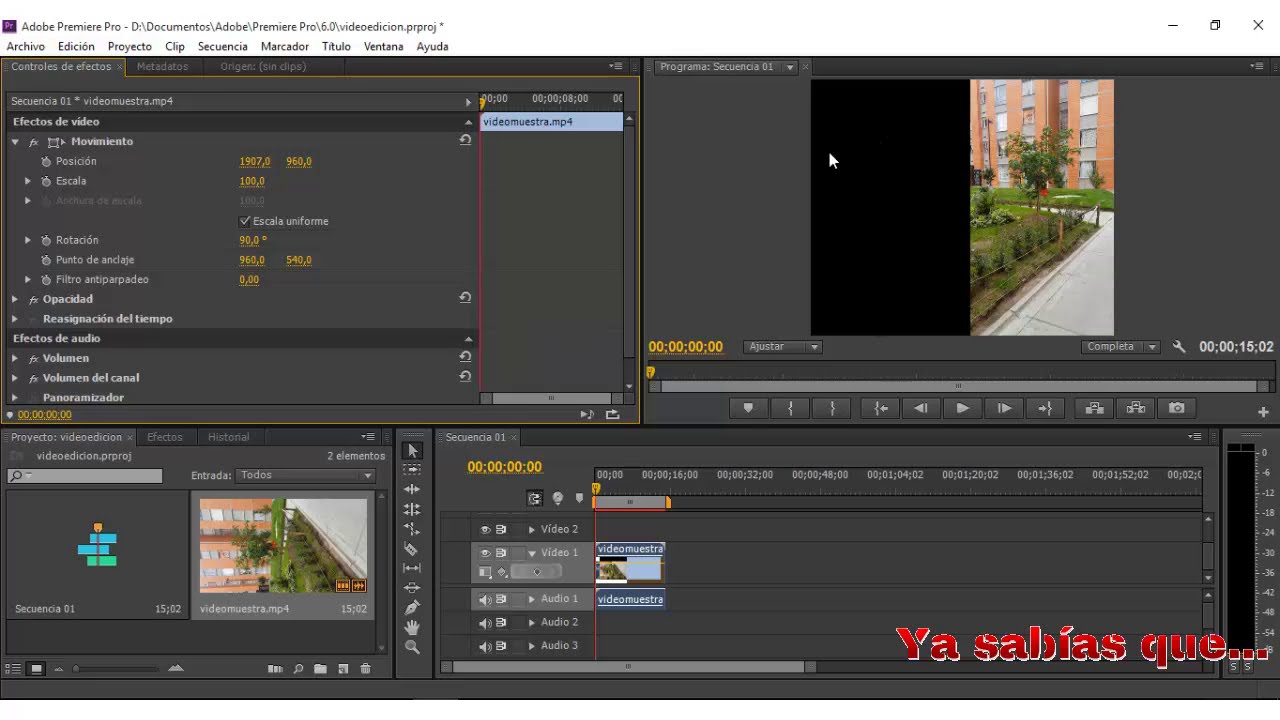 CÓMO GIRAR↩↪ un VIDEO en ADOBE PREMIERE, rotar video 90 grados ...