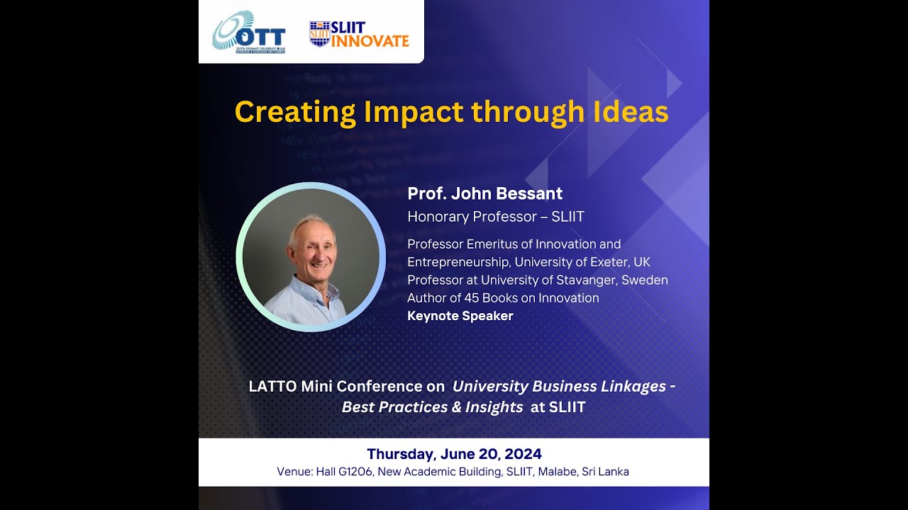 Creating Impact Through Ideas - Speech by Prof. John Bessant - YouTube