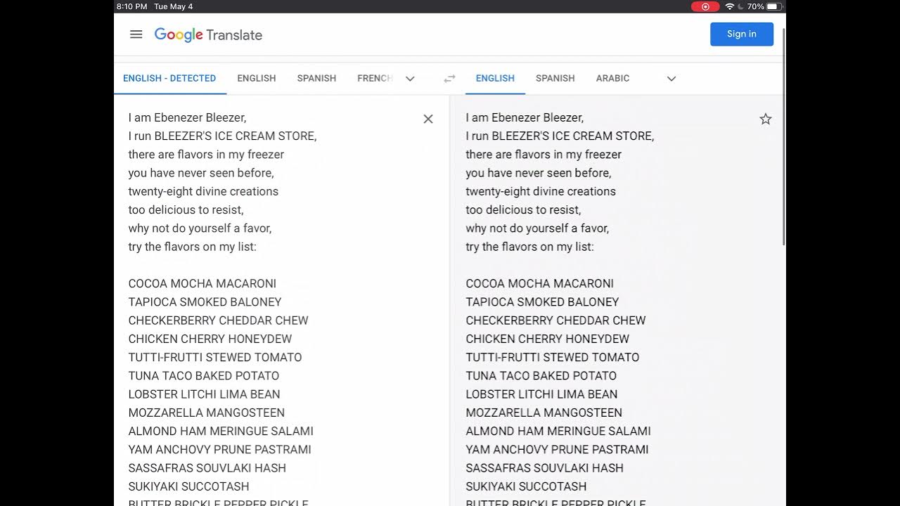 ‘Bleezer’s Ice Cream store poem (English) First video! - YouTube