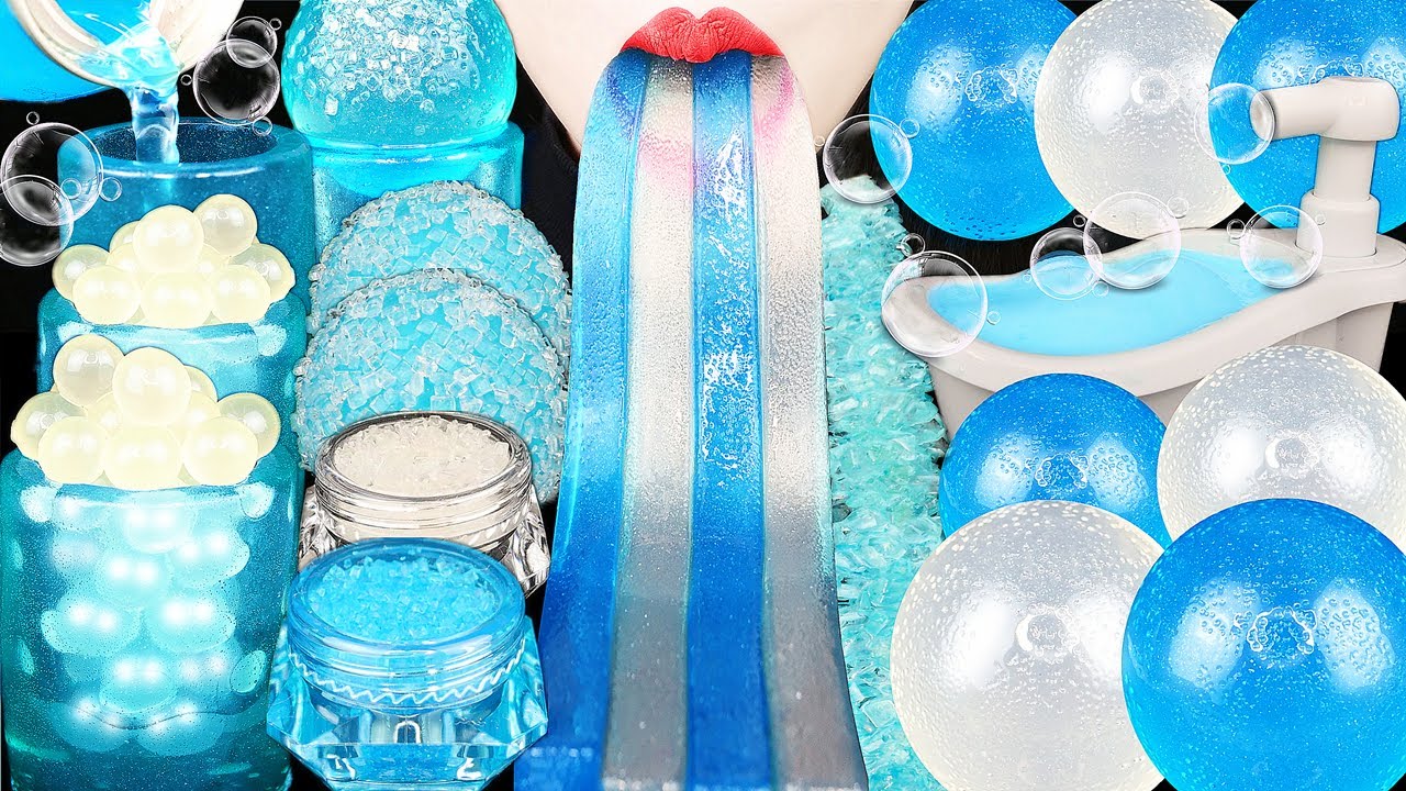ASMR BLUE & WHITE FOOD DESSERTS: EDIBLE JELLO CUP, PLANET GUMMY CANDY ...