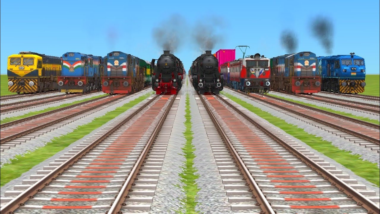 8 E008 Express&Passenger Trains Run By Bumpy Grandient Tracks | 3D ...