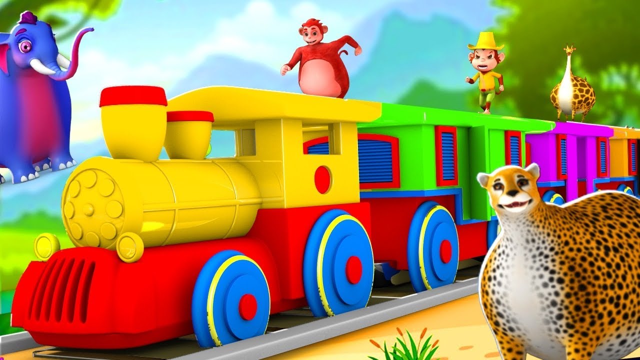 Funny Animals vs Train Race at Jungle - Monkey Gorilla Panda Elephant ...