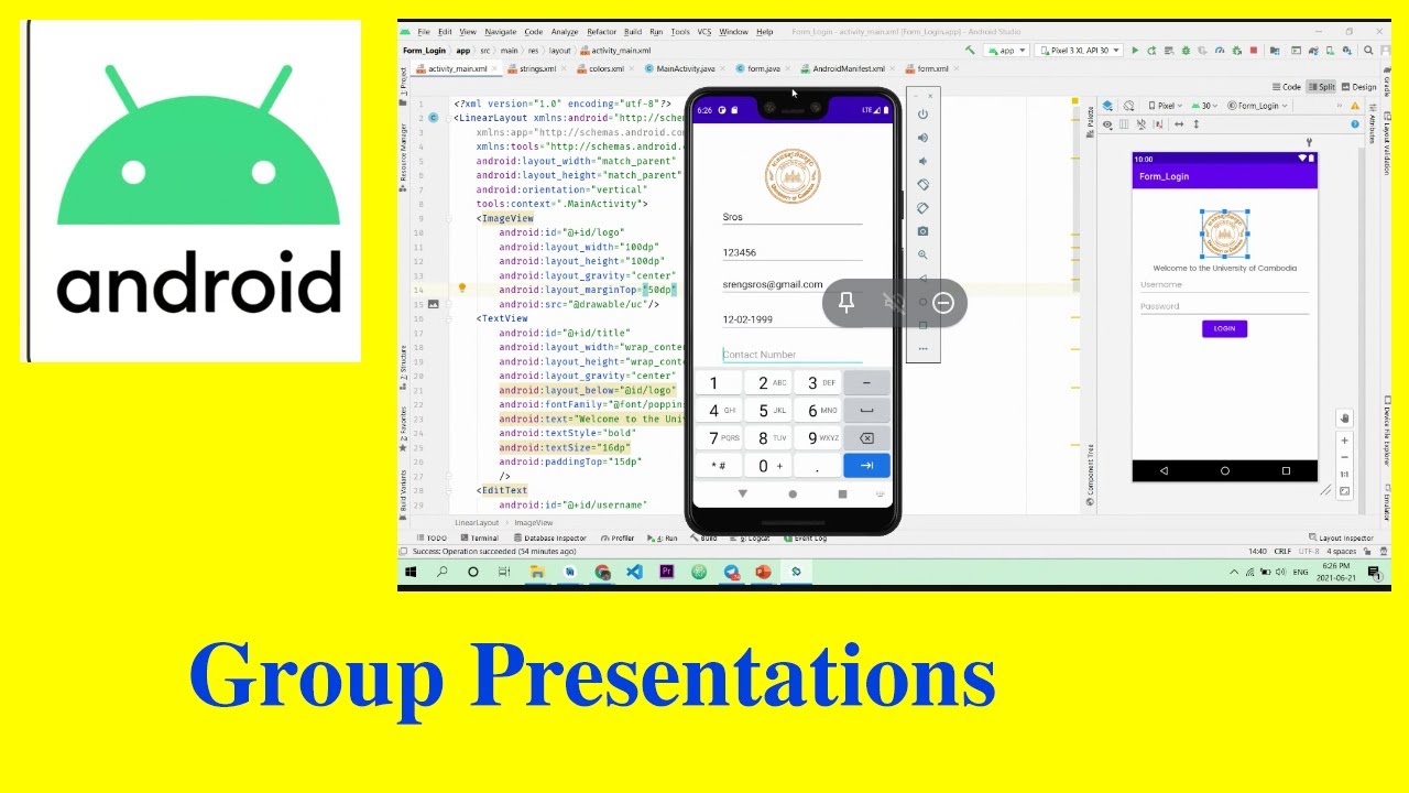 Group Presentation01 How to create log in form by Android studio - YouTube