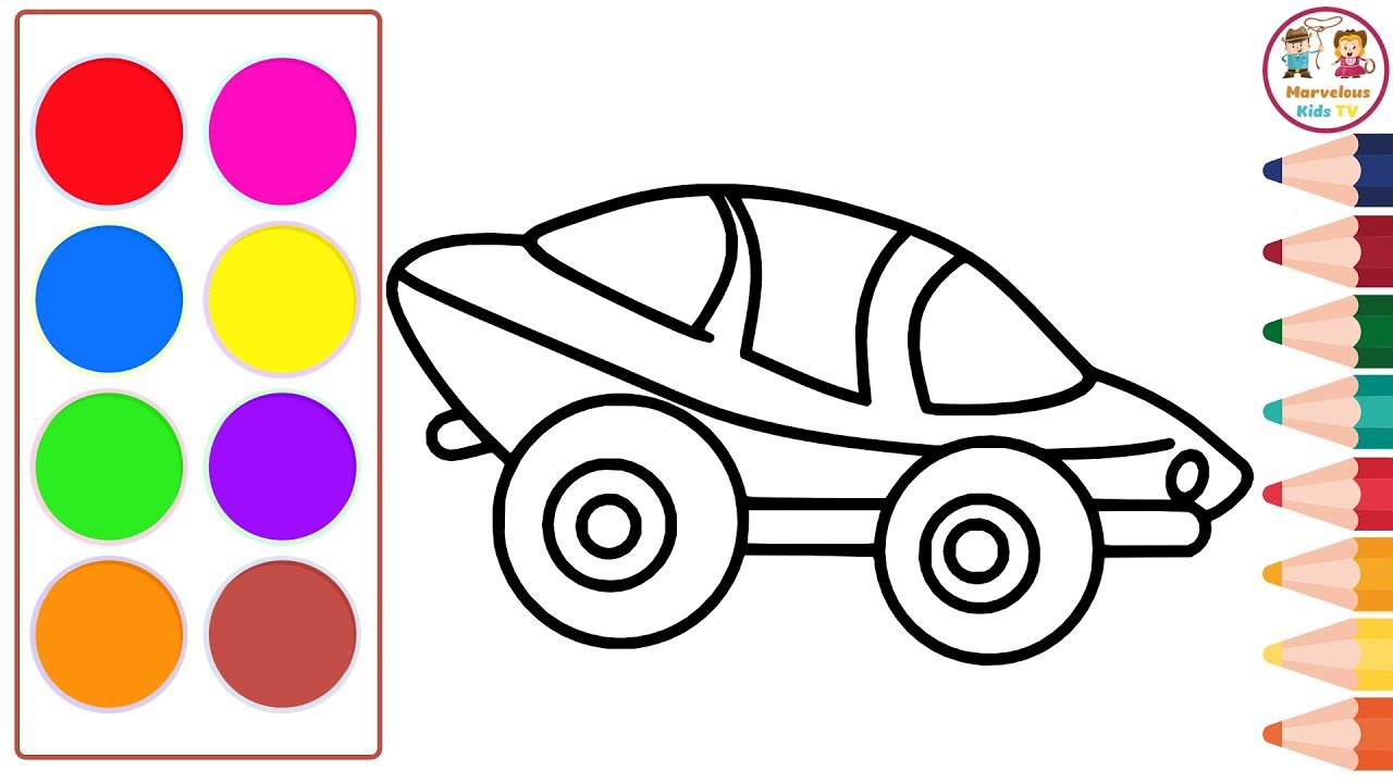 CAR: Drawing And Coloring Car | Learn How TO Draw | How To Color | Kids ...