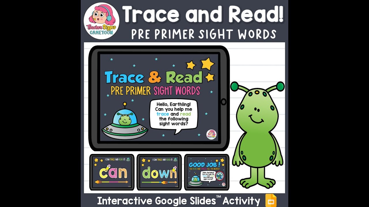 Pre Primer Sight Words TRACE AND READ for Google Slides - YouTube