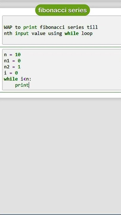 Python Fibonacci Series Python Program Python Problem Solving Approach Shorts Tutorial