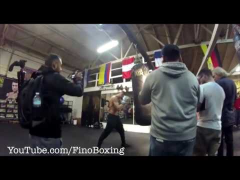 Joe Smith killing the heavy bag versus Bernard Hopkins