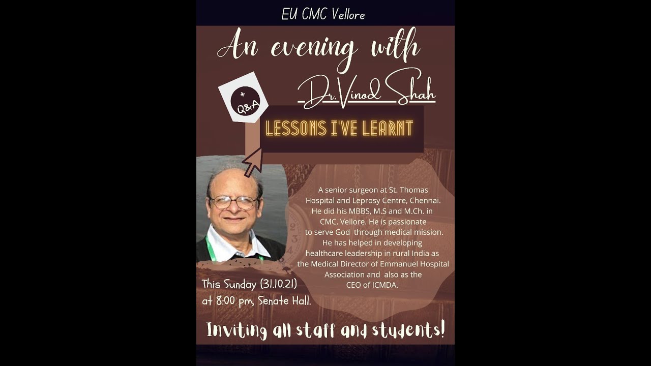 AN EVENING WITH DR VINOD SHAH - 'Lessons I've Learnt' - 31 Oct 2021 ...