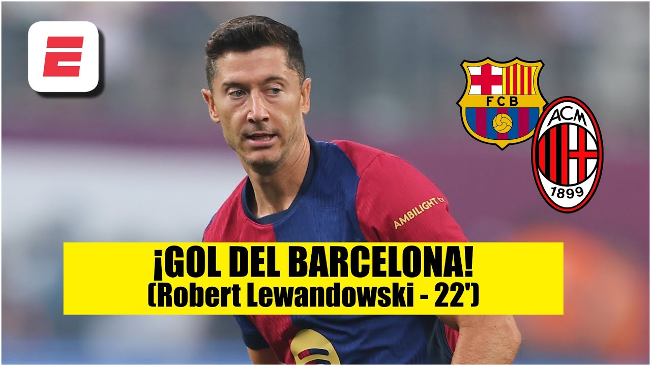 GOLAZO LETAL de LEWANDOWSKI pone el primero para BARCELONA 1-2 vs AC ...