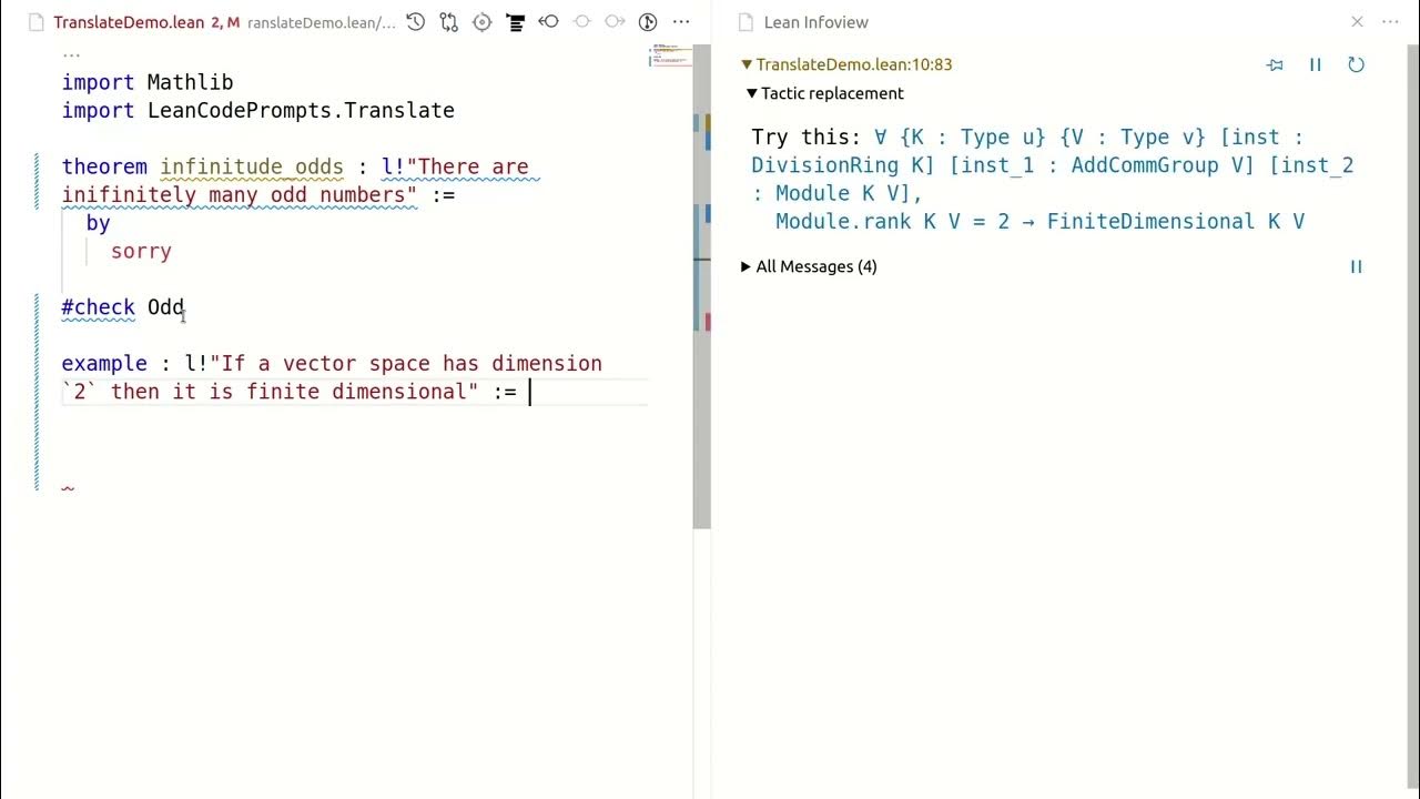 LeanAide: Translation from natural langauge to Lean 4 and Mathlib 4 ...