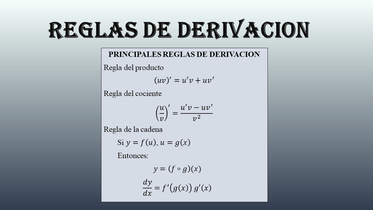 REGLAS DE DERIVACIÓN: REGLA DEL PRODUCTO, REGLA DEL COCIENTE Y REGLA DE ...