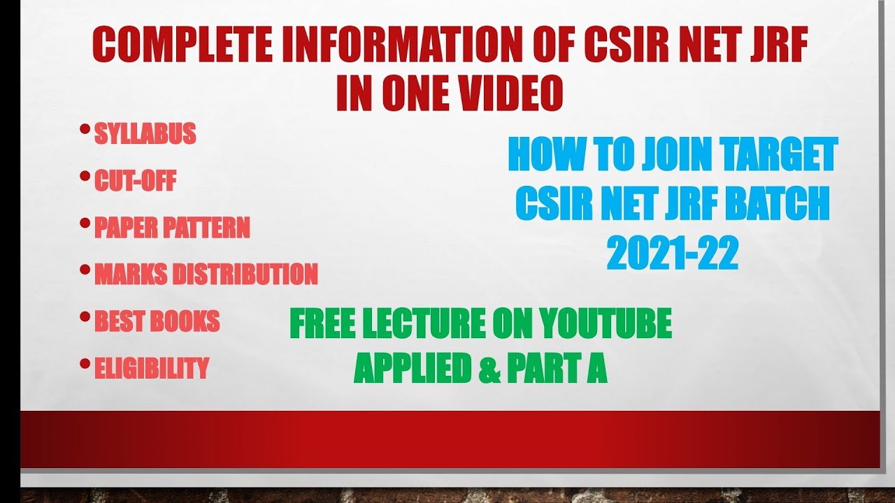 HOW TO JOIN CSIR NET BATCH 2021-22 | COMPLETE INFORMATION OF CSIR NET ...
