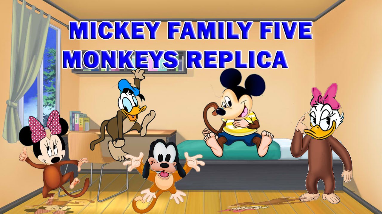 Micky Mouse Five Little Monkeys Jumping On The Bed | English 3D ...