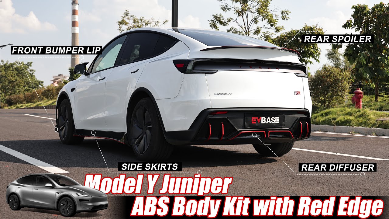 Model Y Juniper ABS Full Aero Body Kit with Red Trim Design for Tesla ...