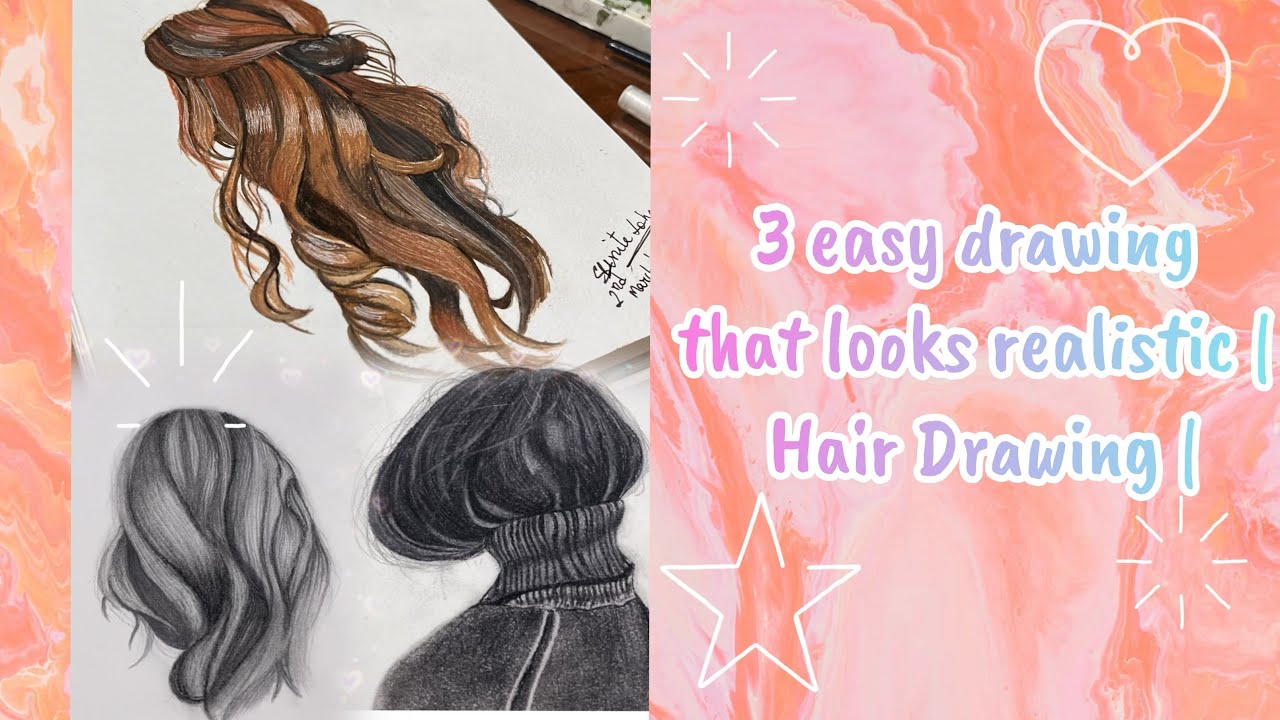 3 easy drawing that looks realistic | Hair Drawing | - YouTube