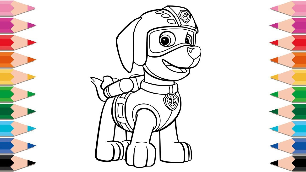 How to Draw Zuma Paw Patrol Coloring Pages Nursery Rhymes for Kids and ...