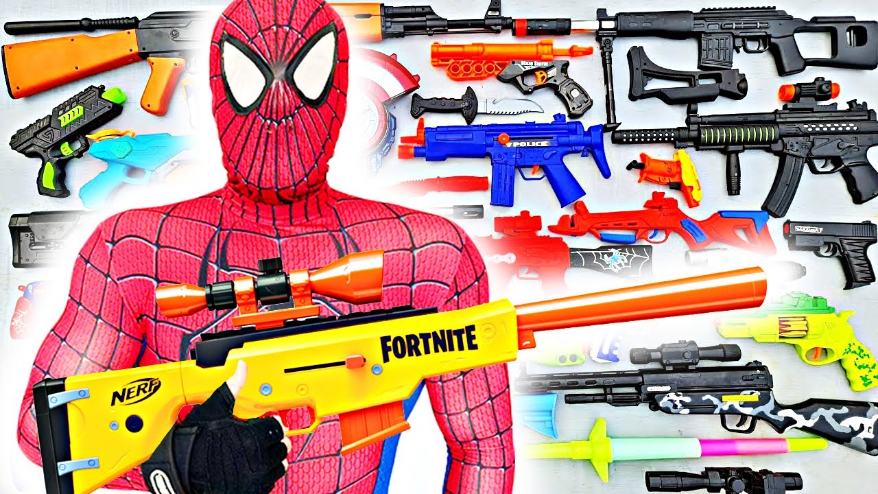 Sniper Rifles and AK47 Guns Cowboy Pistol M416 Shotgun Space Spiderman ...