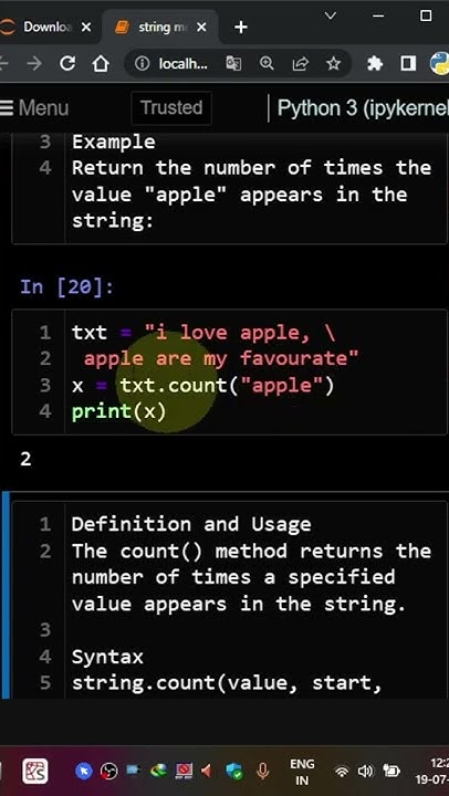 center count string methods in python tamil #python #shorts - YouTube