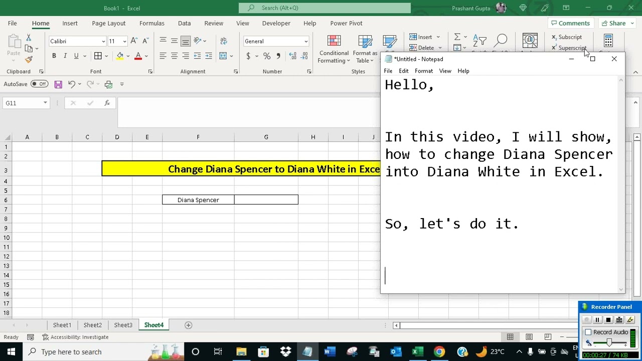 Change Diana Spencer To Diana White In Excel YouTube Change Diana Spencer To Diana White In Excel YouTube