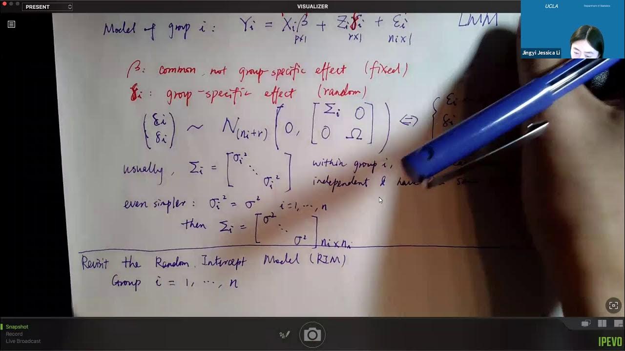 STATS 205 - Hierarchical Linear Models - Lecture 15 (RIM; three reps of HLM/LMM; parameter est ...