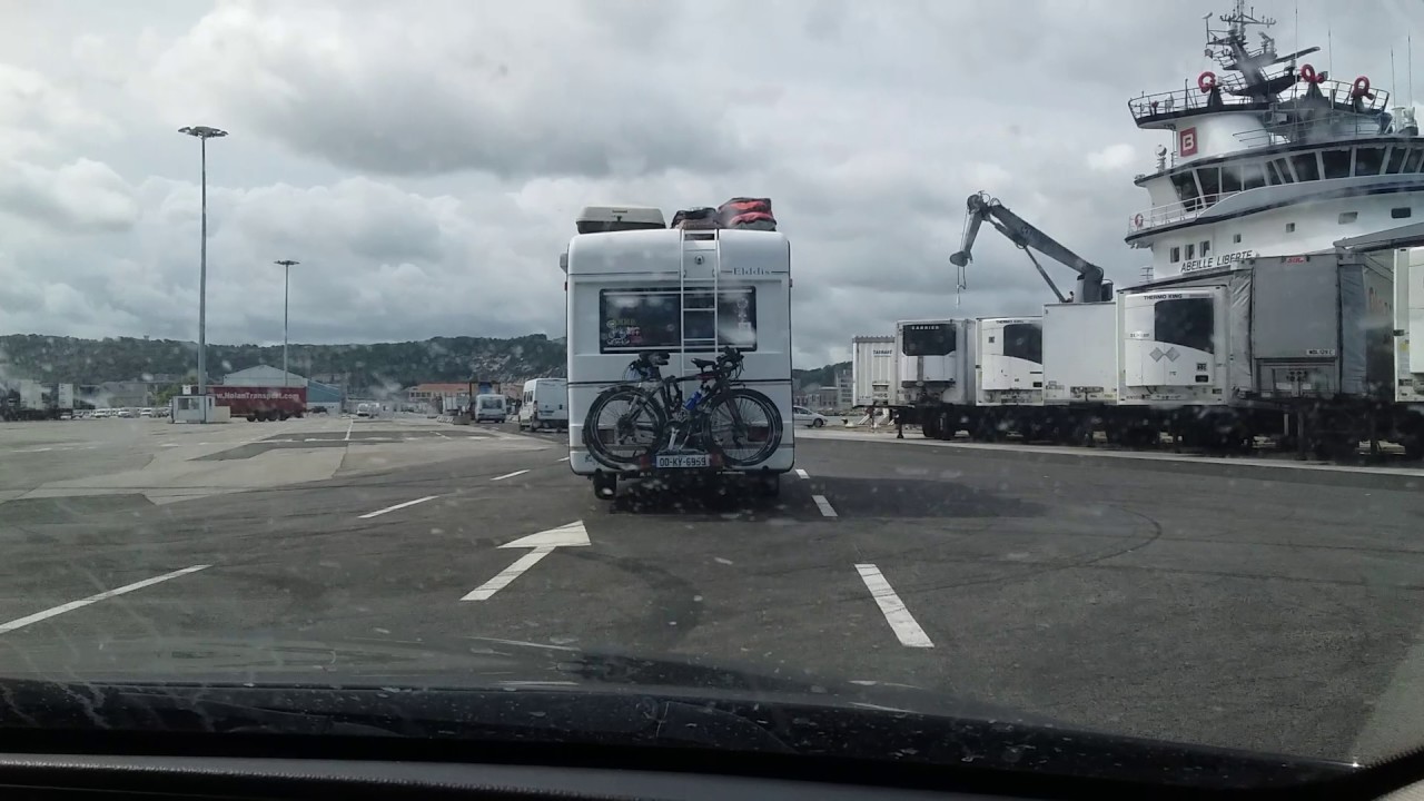 Disembarking Irish Ferries Epsilon by Car in Cherbourg, France. - YouTube