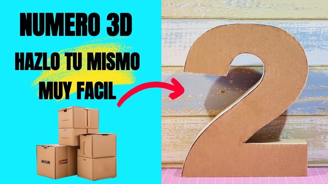 2️⃣💞CÓMO HACER NÚMERO 3D💞2️⃣Cartón, DIY - YouTube