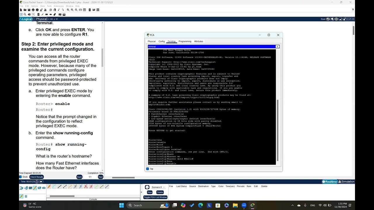 Packet Tracer 10.1.4 - Configure Initial Router Settings - YouTube