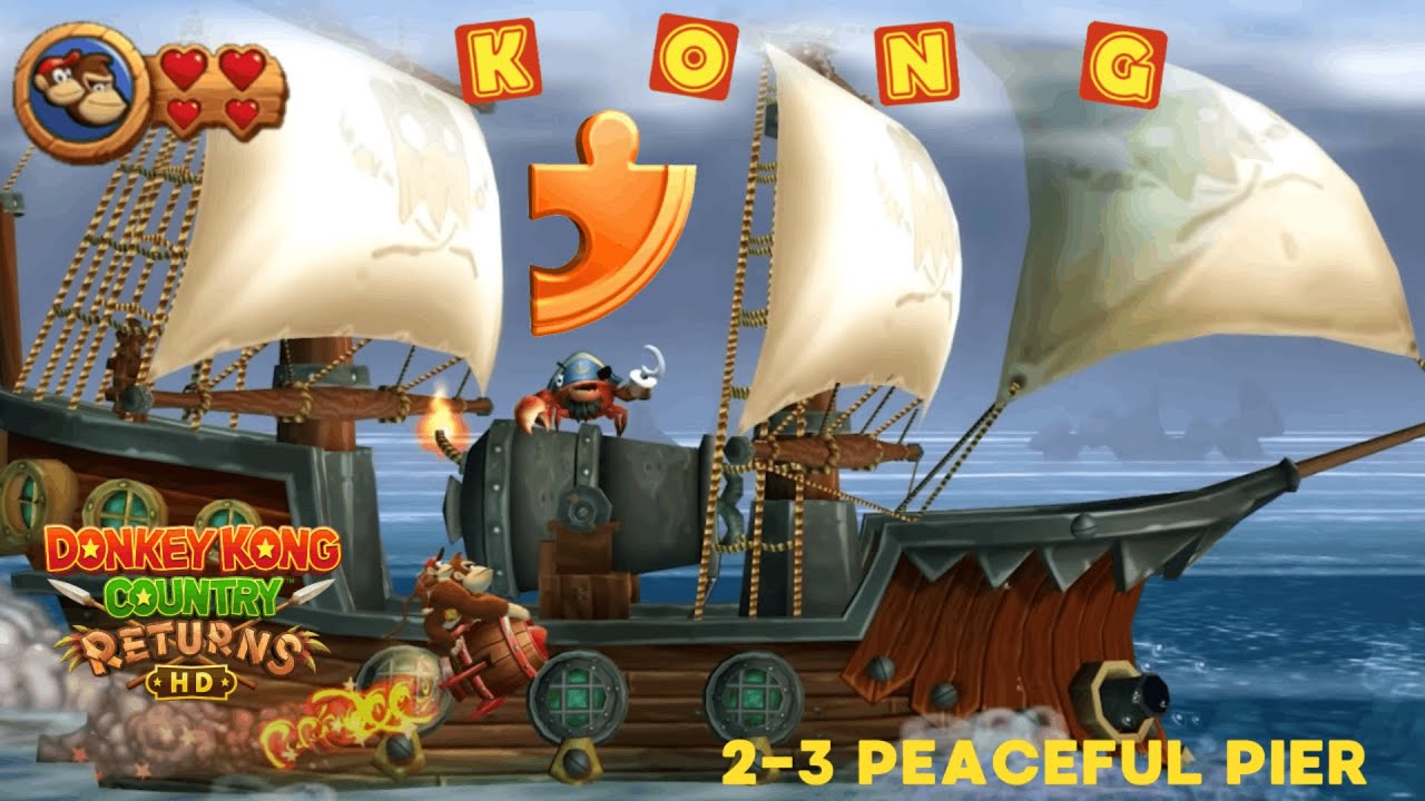 [Donkey Kong Country Returns HD] 2-3 Peaceful Pier All Collectables 100 ...