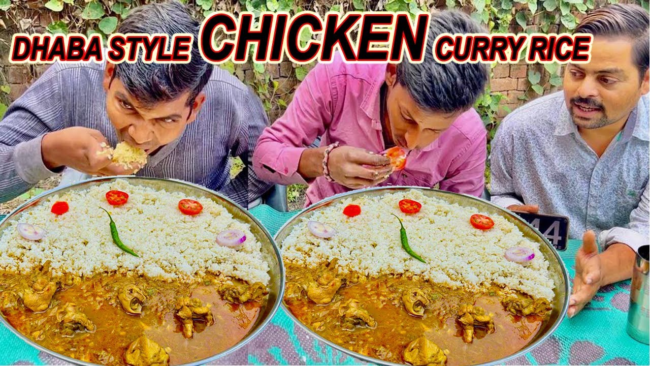 Dhaba Style Chicken Rice Eating Challenge, Nonvage food eating ...