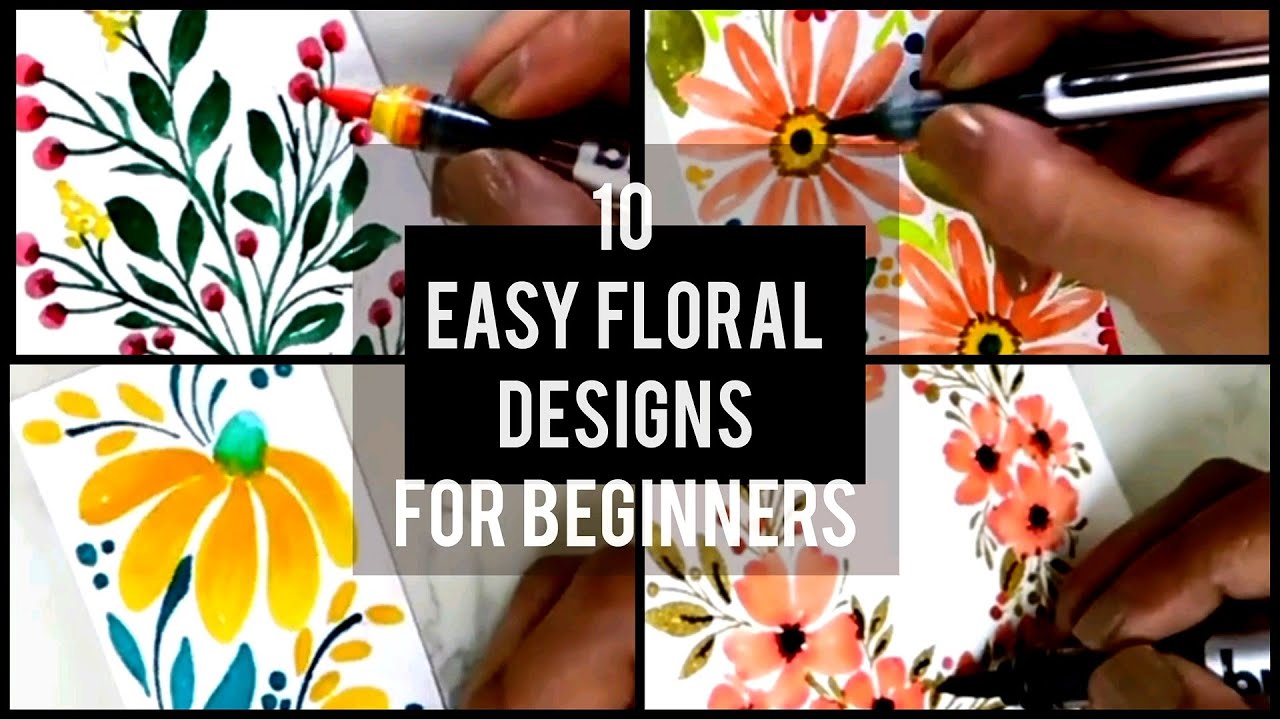 10 Easy &Quick Floral Designs using Brush Pens| #bookmark ideas||# ...