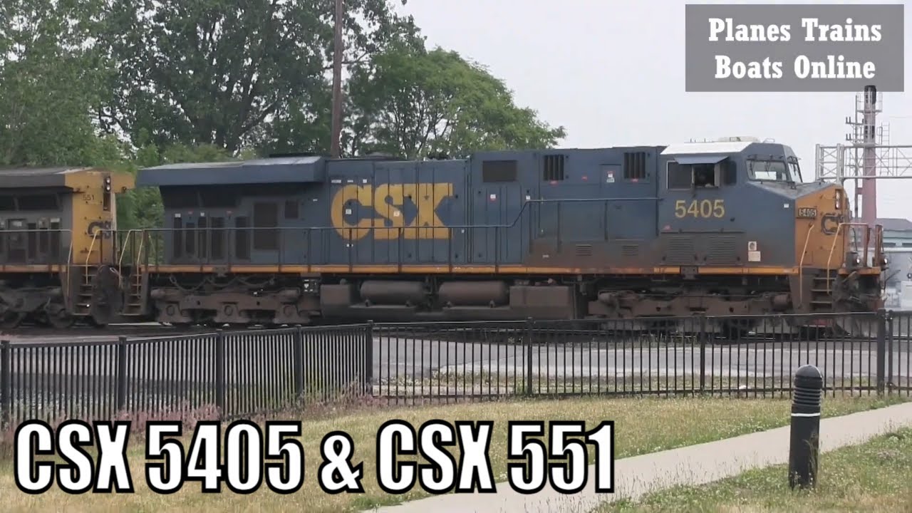CSX 5405 & CSX 551 Locomotives Intermodal Train Fostoria Iron Triangle - YouTube