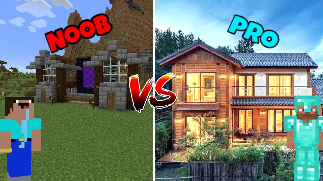 Noob VS Pro Wooden House Build Challenge [Minecraft] - YouTube