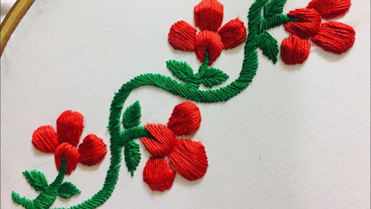 Hand Embroidery Padded Satin Stitch Borderline Embroidery Design hand-embroidery-padded-satin-stitch-borderline-embroidery-design