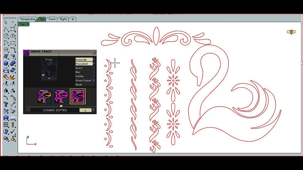 Draw curve line using picture #rhinoceros #matrix_image_tracer_tool # ...
